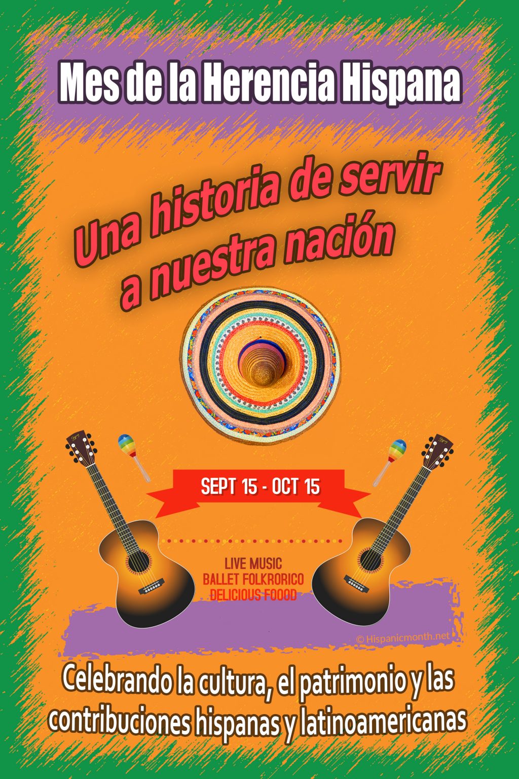 Hispanic Heritage Month 2020 Orange Spanish Theme Poster - A Hispanic ...